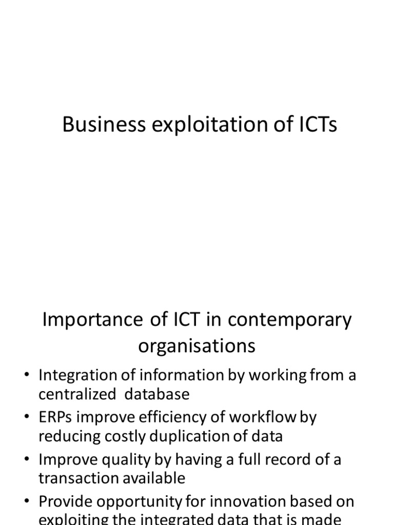 Business Exploitation of ICT | PDF | Information And Communications ...