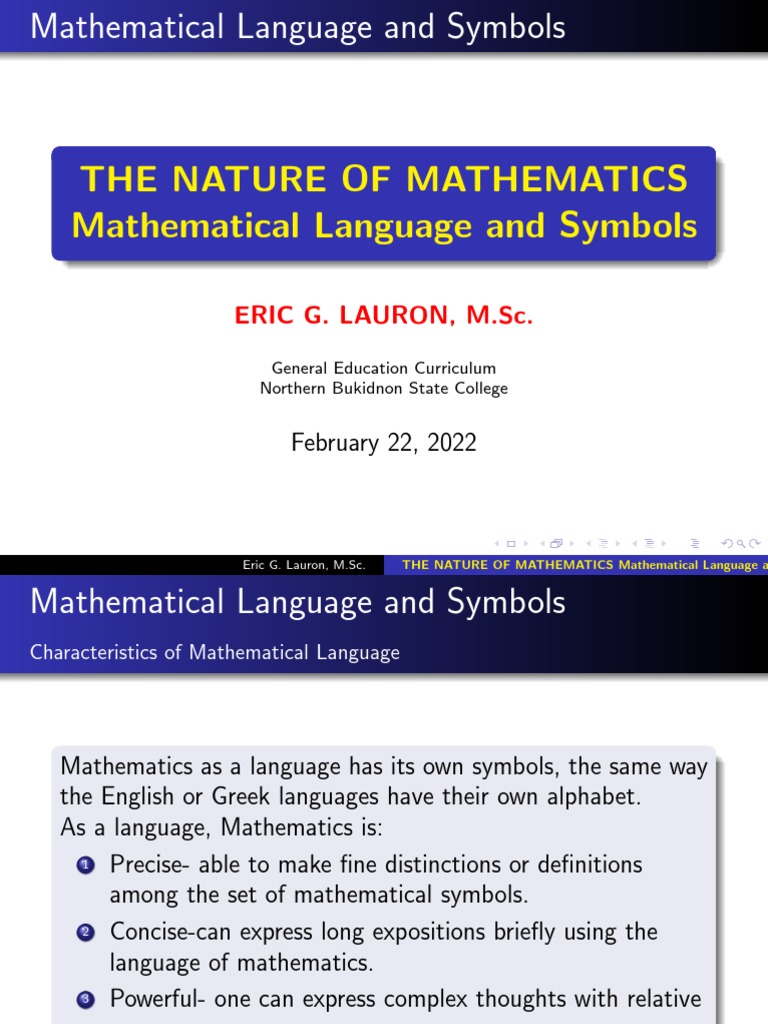Module2-Mathematical Language and Symbols | PDF | Set (Mathematics) | Function (Mathematics)