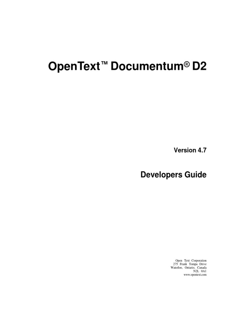 Documentum D2 4.7 Developers Guide | PDF | World Wide Web | Internet & Web
