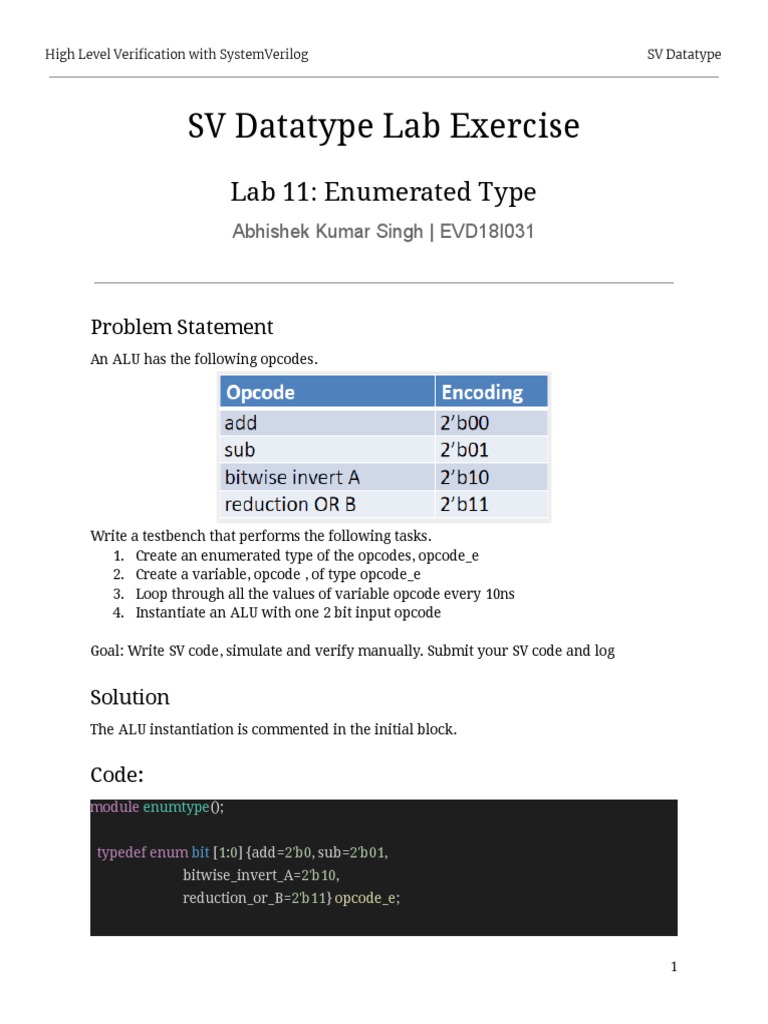 SV Datatype Lab Exercise | PDF | Software Development | Software Engineering