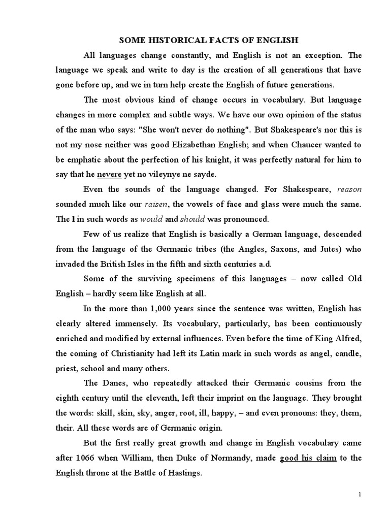Evolution of the English Language | PDF | English Language | France