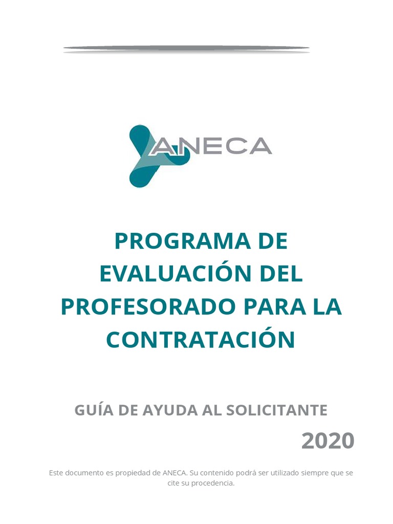Guía de Solicitud ANECA 2020 | PDF | Evaluación