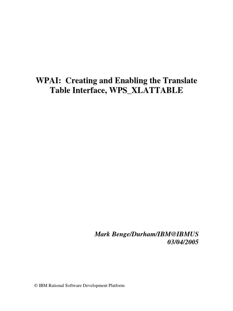 WPAI: Creating and Enabling The Translate Table Interface, WPS ...