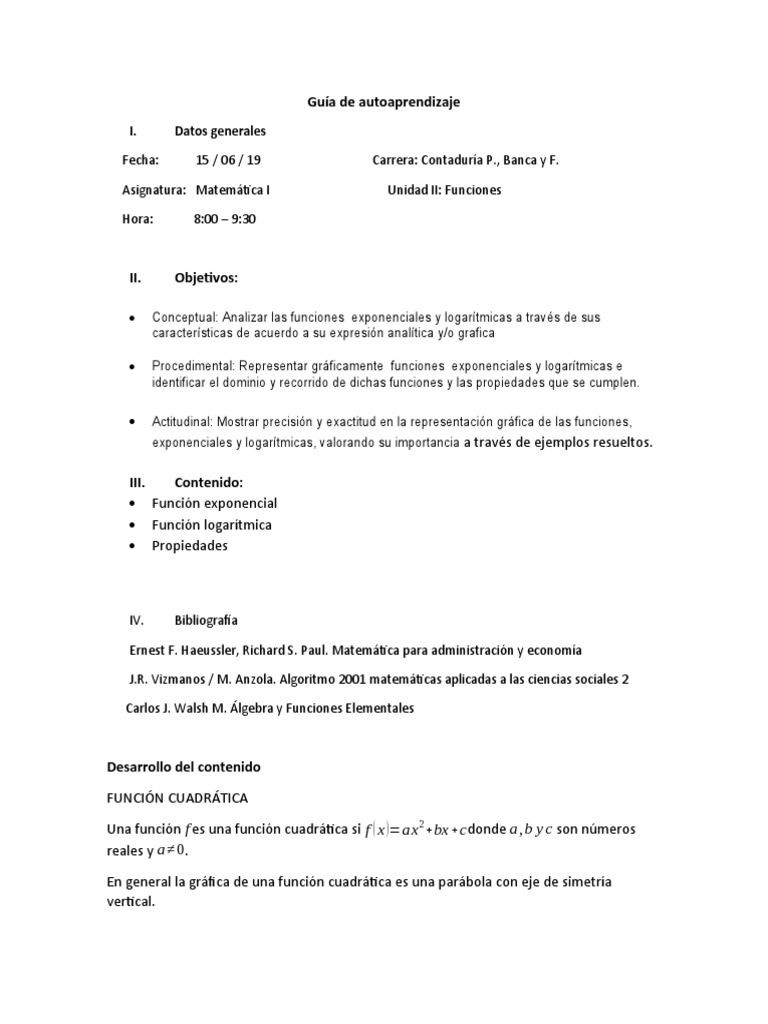 Funciones Exponenciales y Logarítmicas | PDF | Logaritmo | Funcion ...