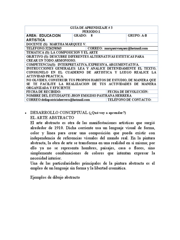 GUÍA DE APRENDIZAJ 3 de Artistica | Descargar gratis PDF | Arte ...