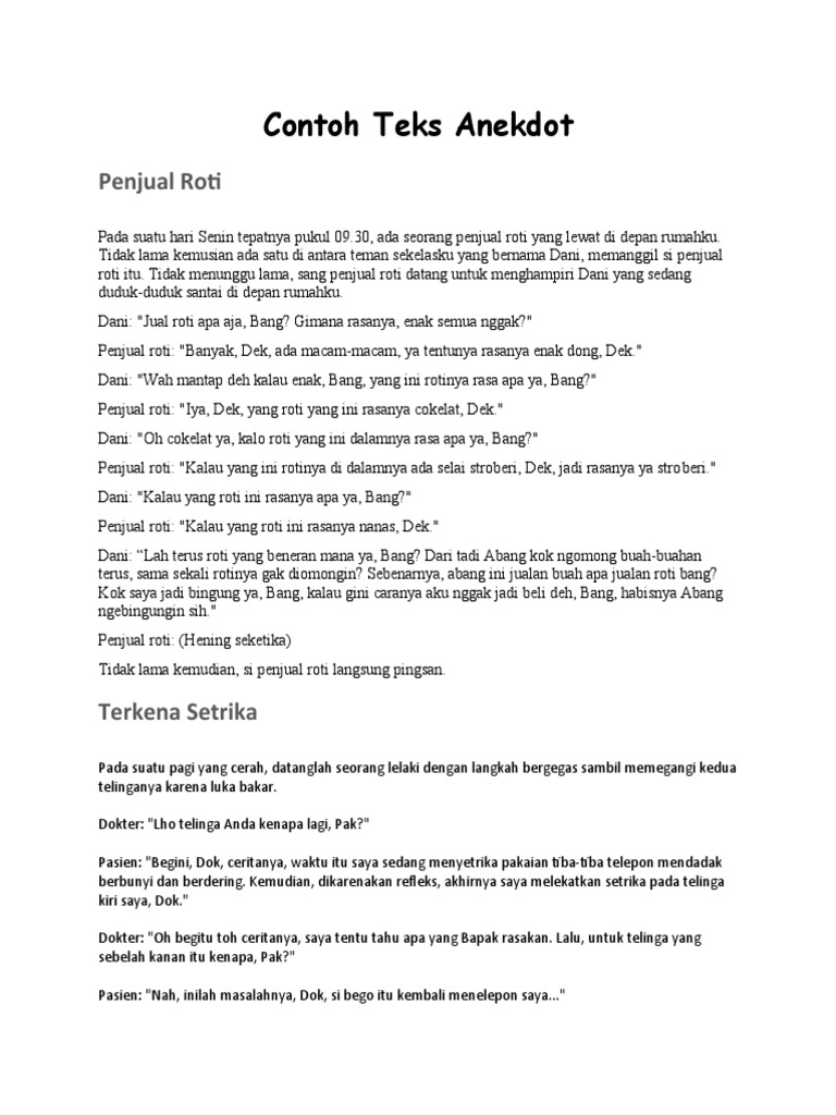 Contoh Teks Anekdot | PDF | Griya & Taman | Seni