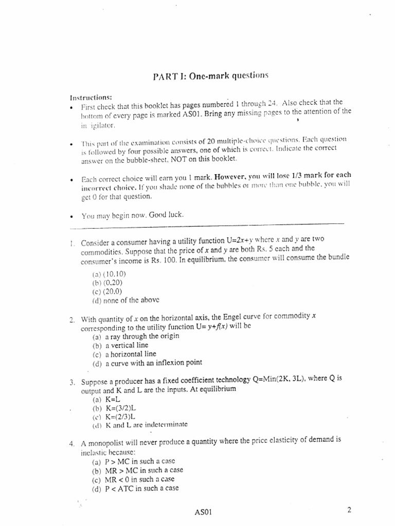 (WWW - Entrance Exam - Net) Ma Economics Entrance Question Paper 1 ...