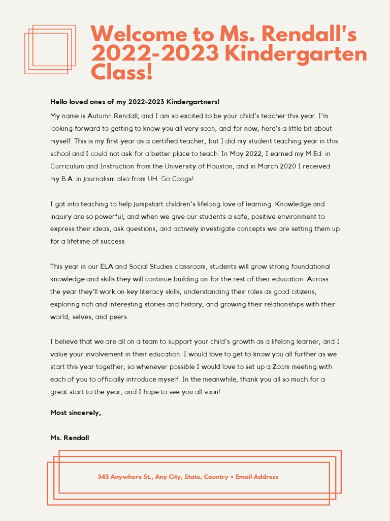 Welcome Letter To Students School Letterhead | PDF