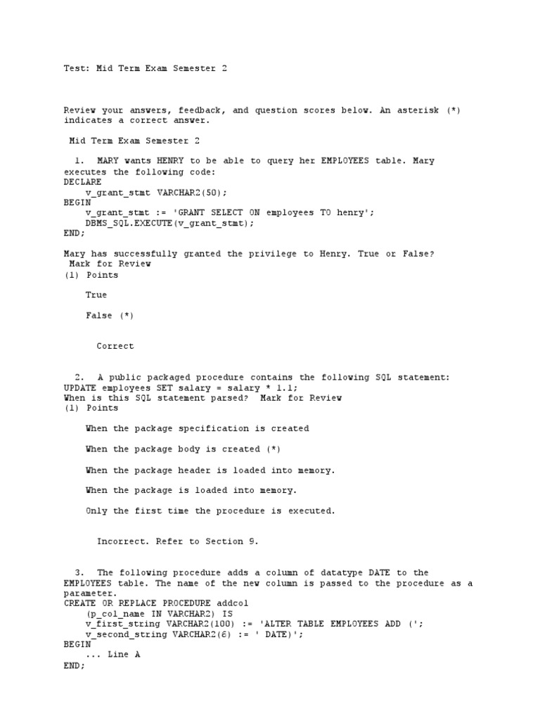 PLSQL Midterm2 | PDF | Pl/Sql | Subroutine