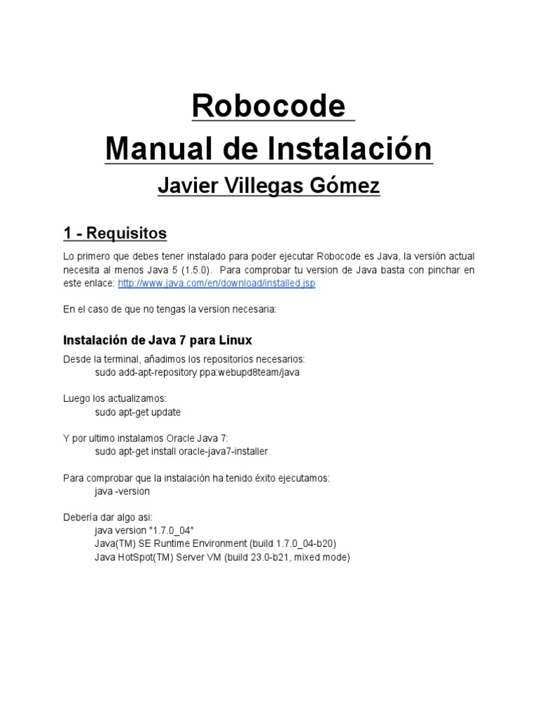 Guia Instalacion de Robocode | PDF | Java (lenguaje de programación) | Archivo de computadora