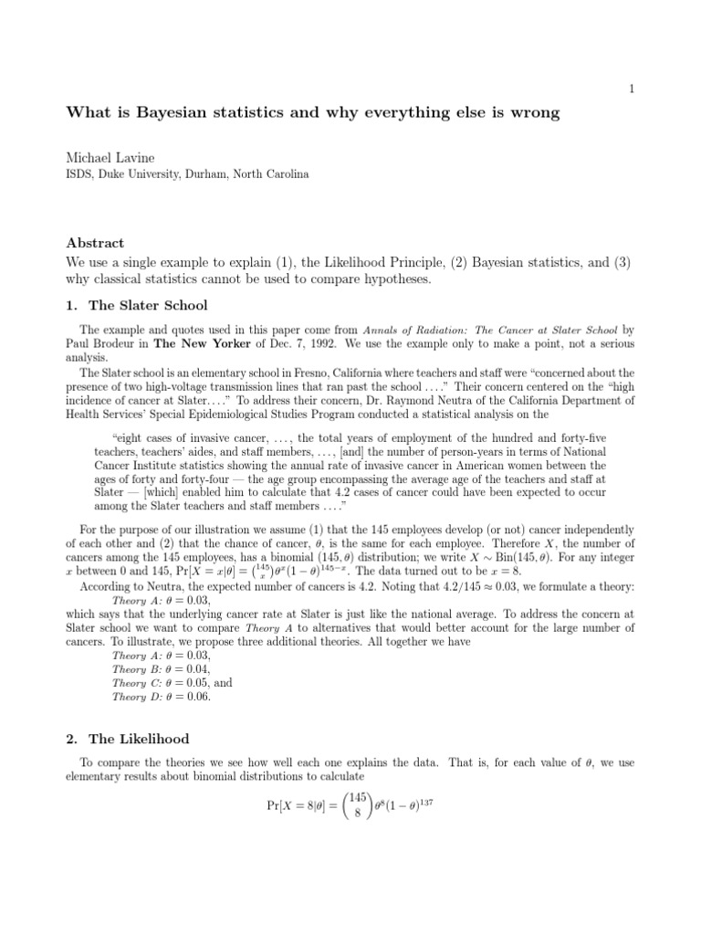 What Is Bayesian Statistics and Why Everything Else Is Wrong | PDF