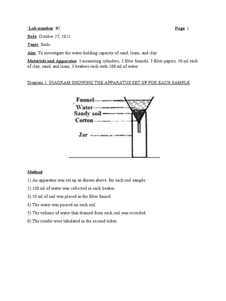 Water Retention of Soil Lab | PDF | Soil | Clay