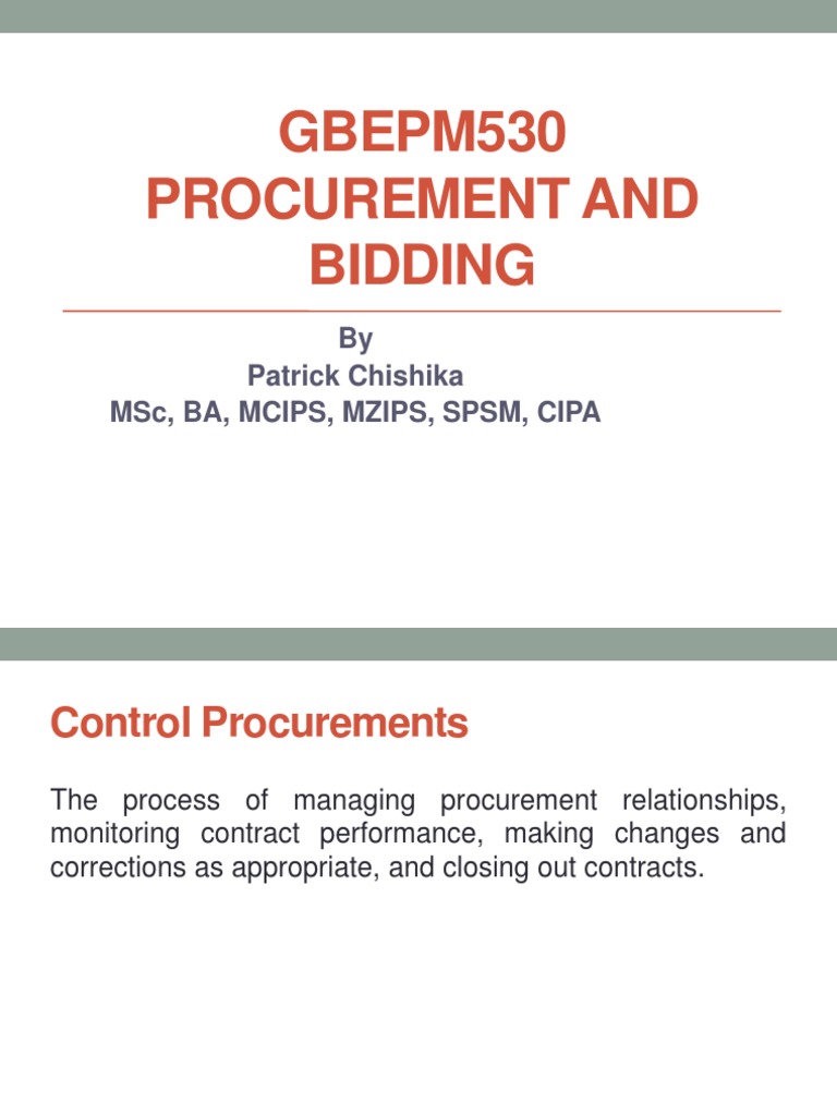 5 Control Procurements | PDF | Procurement | Project Management