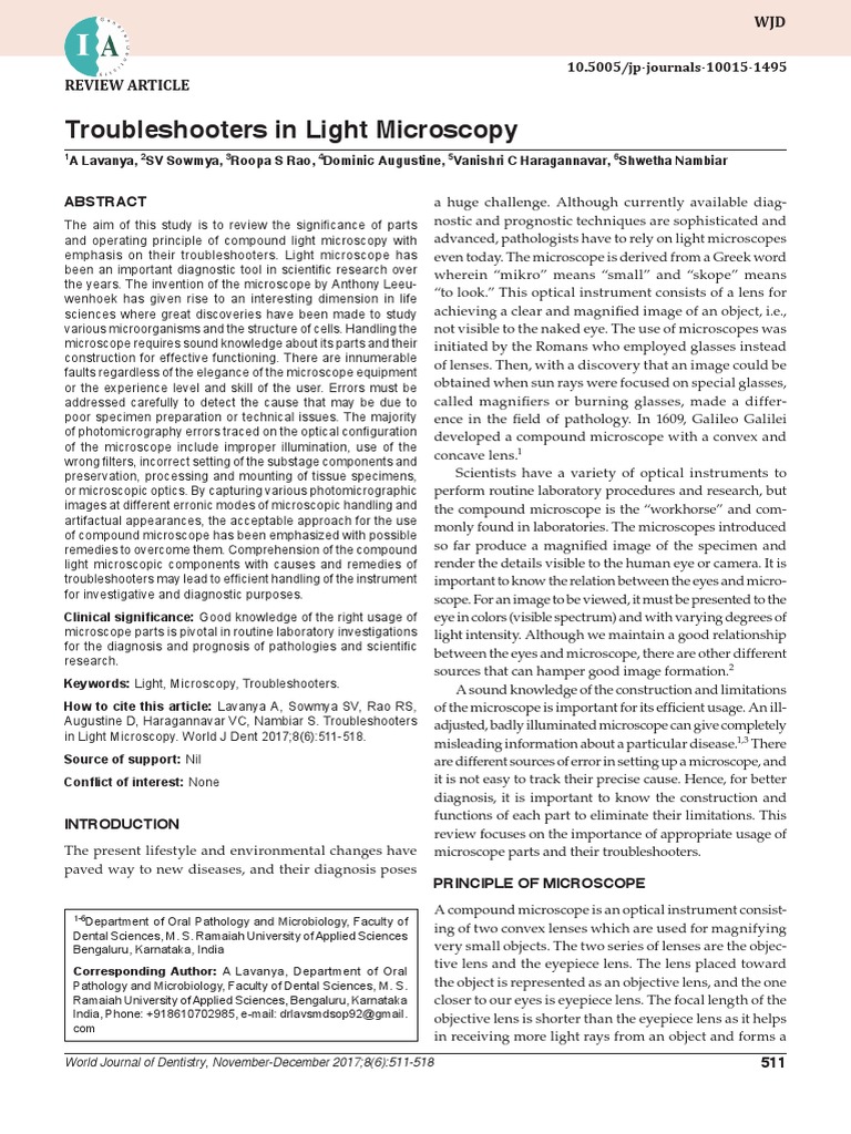 Troubleshooting Light Microscopy Errors | PDF | Microscope | Optics