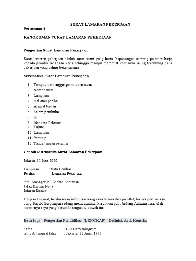 Surat Lamaran Pekerjaan | PDF | Karier & Perkembangan | Bisnis