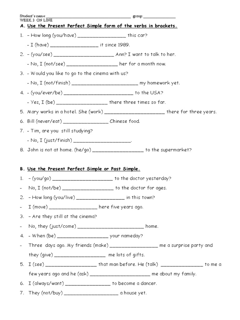 Mastering the Present Perfect Tense: A Comprehensive Exercise in Using Present Perfect and ...