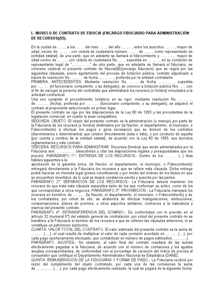 L - Modelo de Contrato de Fiducia (Encargo Fiduciario para ...