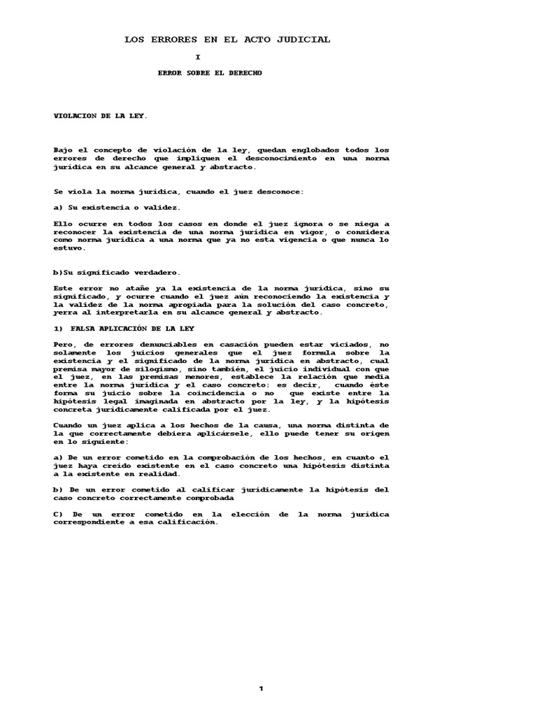 El Error en Los Actos Judiciales | PDF | Juez | Caso de ley