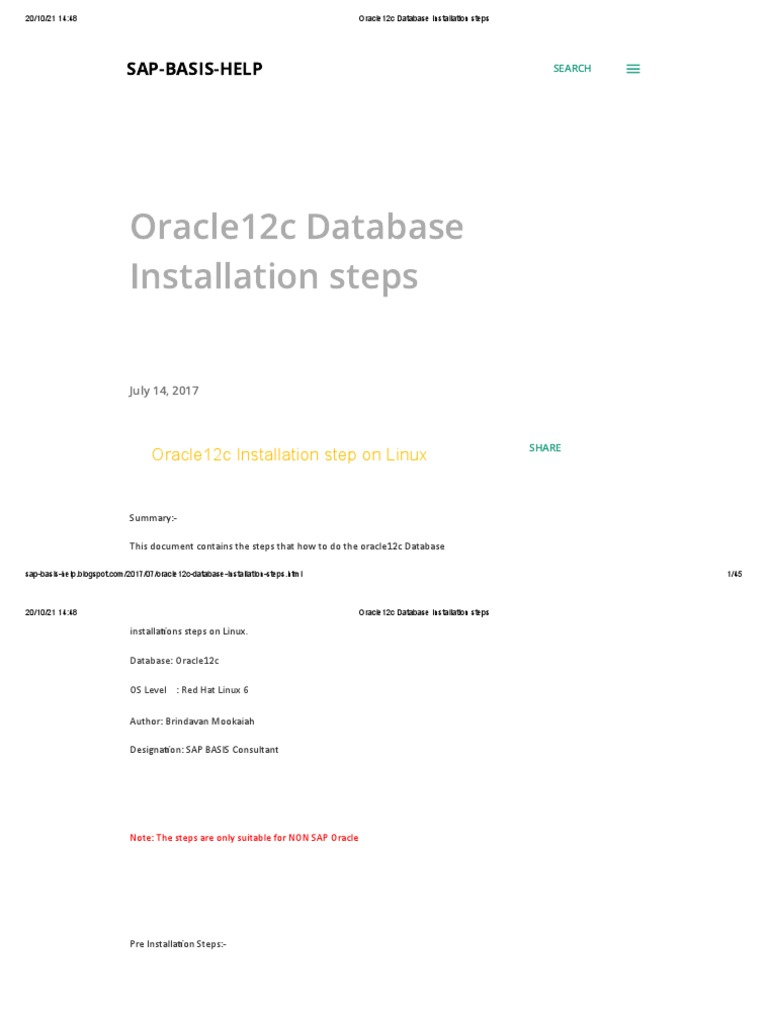 Oracle12c Database Installation Steps Descargar Gratis Pdf Installation Computer Programs