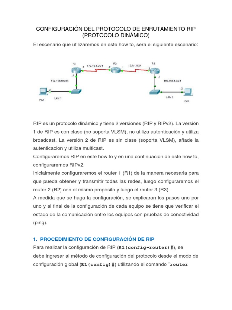 Configuración Del Protocolo de Enrutamiento Rip y Ripv2 | PDF | Enrutador (Computación ...