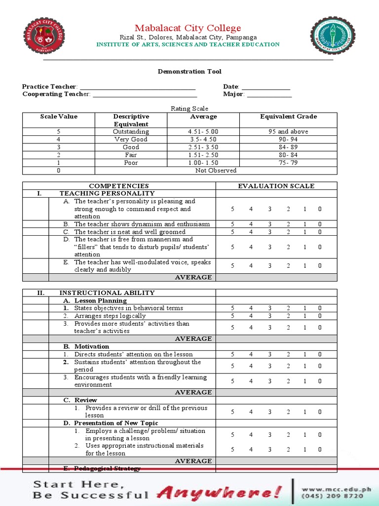 Demo Tool For Teaching Internship | PDF | Teachers | Psychology