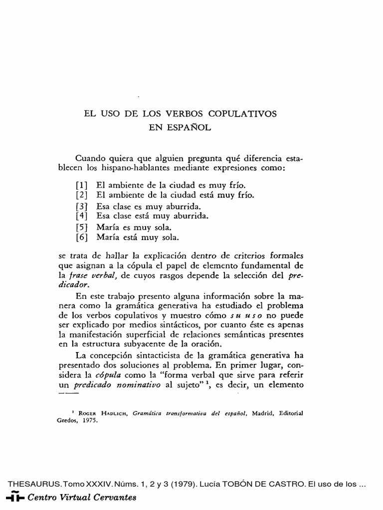 Verbos Copulativos | PDF | Oración (Lingüística) | Verbo