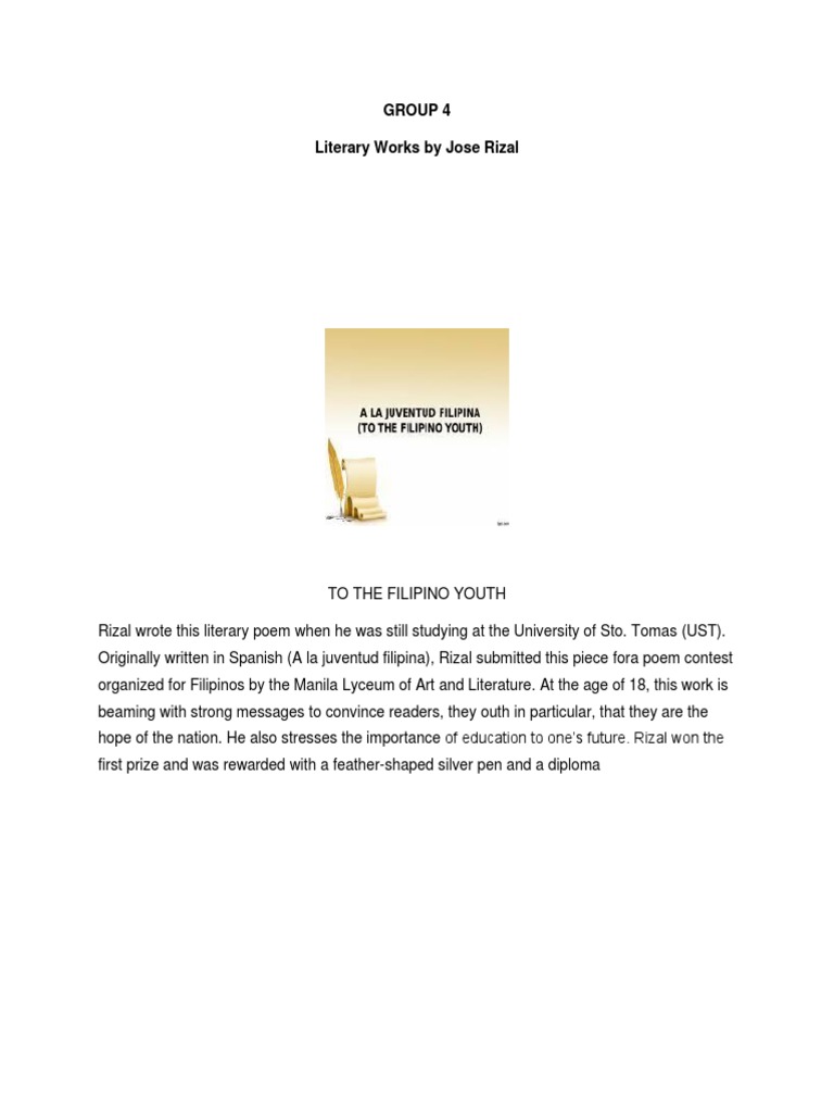 GROUP 4 - Literary Works by Jose Rizal | PDF | Philippines