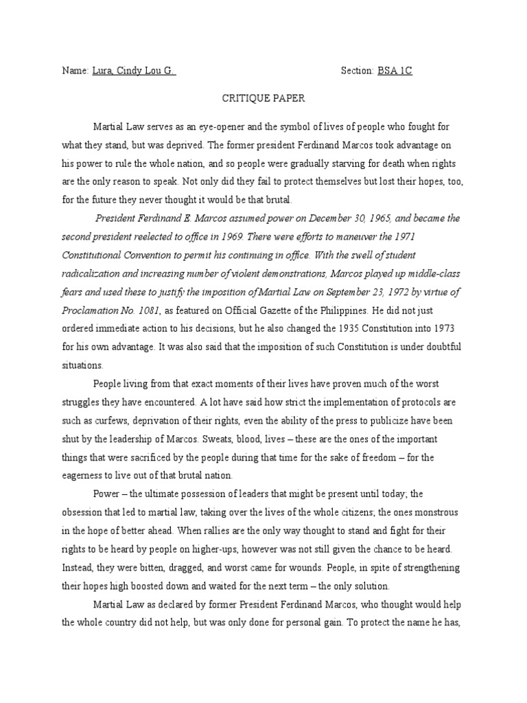 Critique Paper | PDF | Government