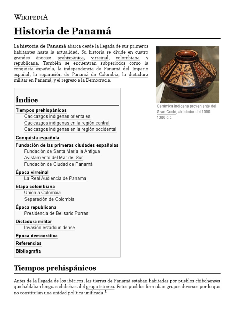 Historia de Panamá - Wikipedia, La Enciclopedia Libre | PDF | Panamá ...