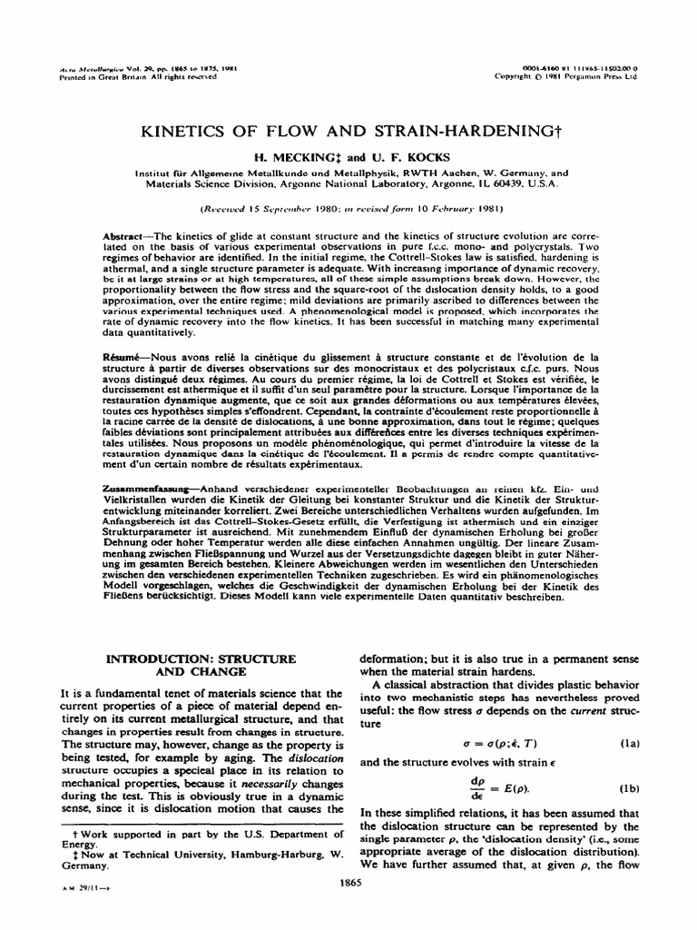 Kinetics of Flow and Strain Hardening | PDF | Building Engineering ...