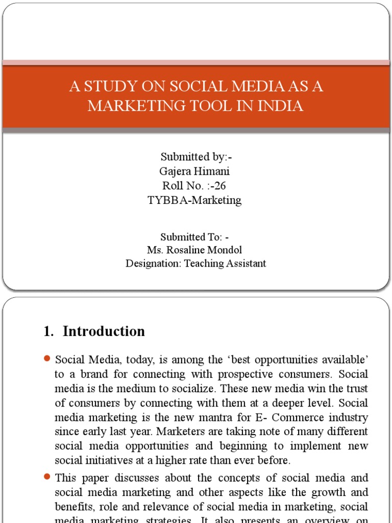 A Study On Social Media As A Marketing-1 | PDF | Mass Media | Popular ...