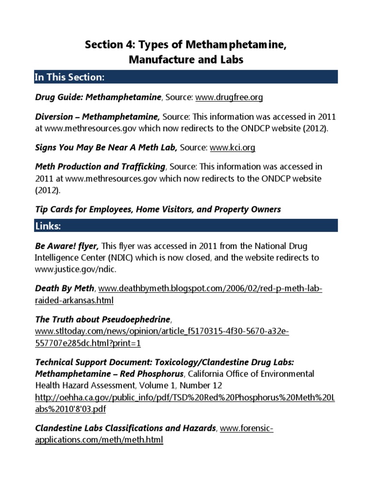 Section 4: Types of Methamphetamine, Manufacture and Labs | PDF ...