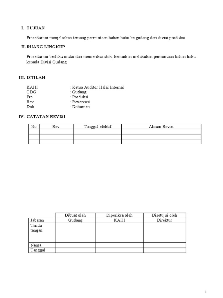 Permintaan Bahan Baku | PDF