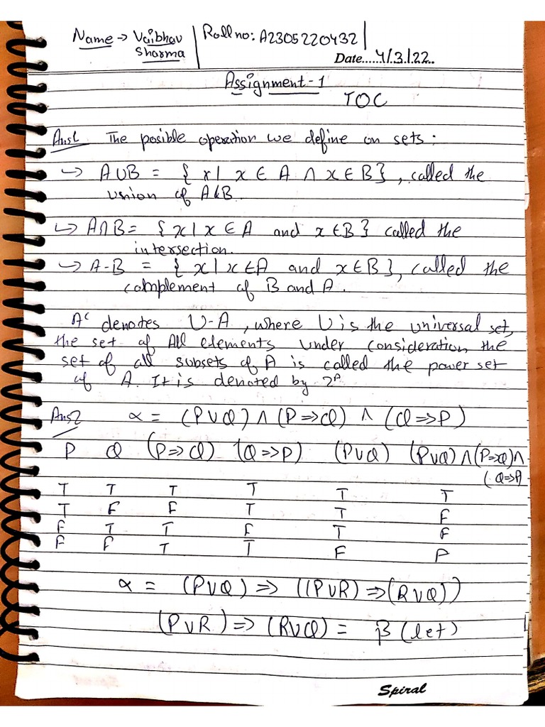 Toc Ass 1 Vaibhav | PDF