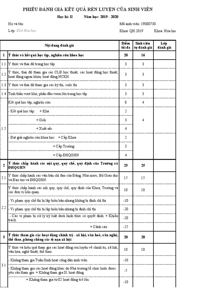 Bang Tu Cham Diem | PDF