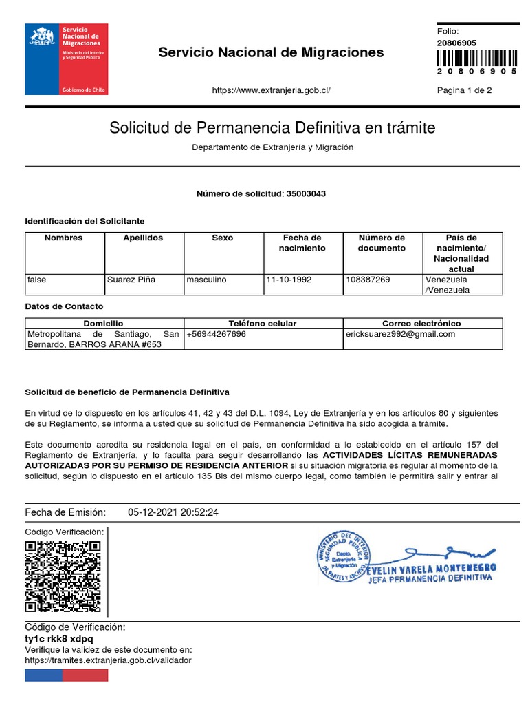 Certificado de Solicitud Def Erick | PDF