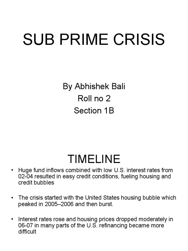 Sub Prime Crisis | PDF | Collateralized Debt Obligation | Subprime ...