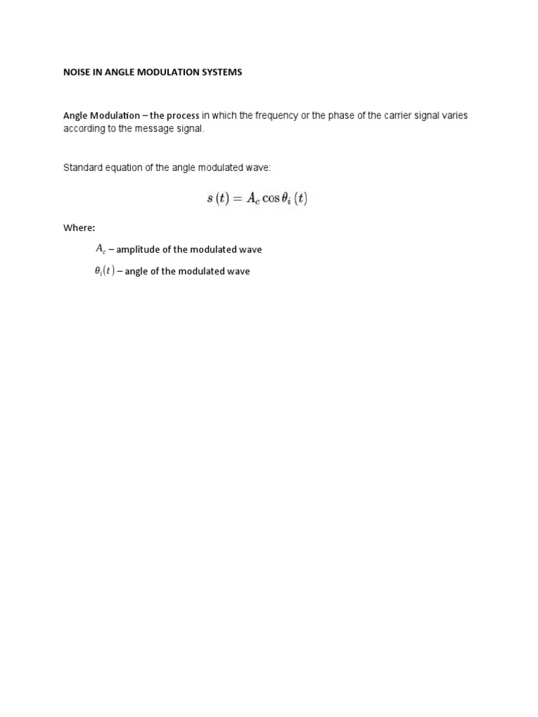 Noise in Angle Modulation Systems | PDF