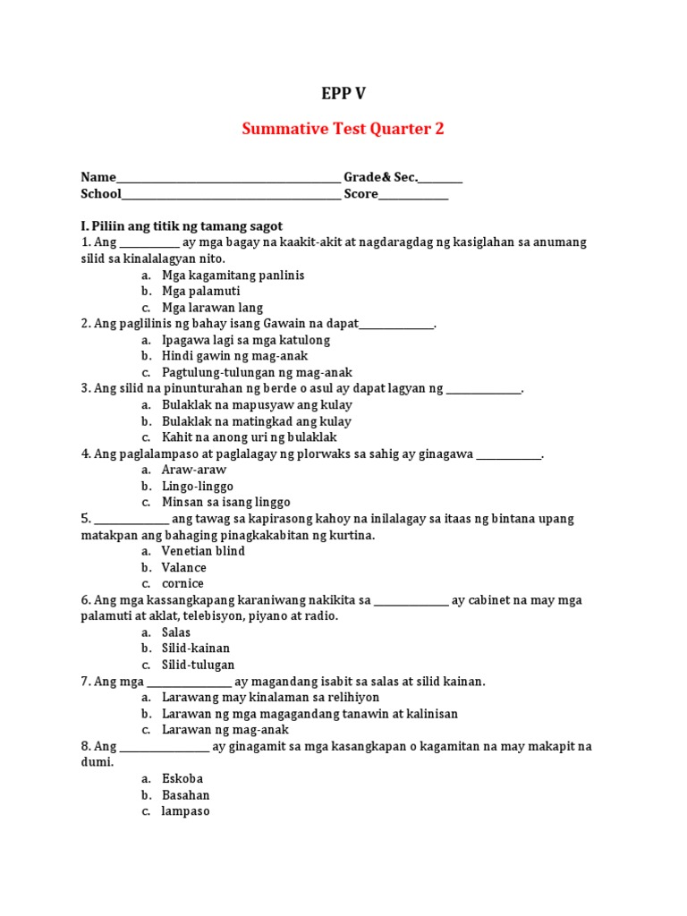 Summative EPP V | PDF