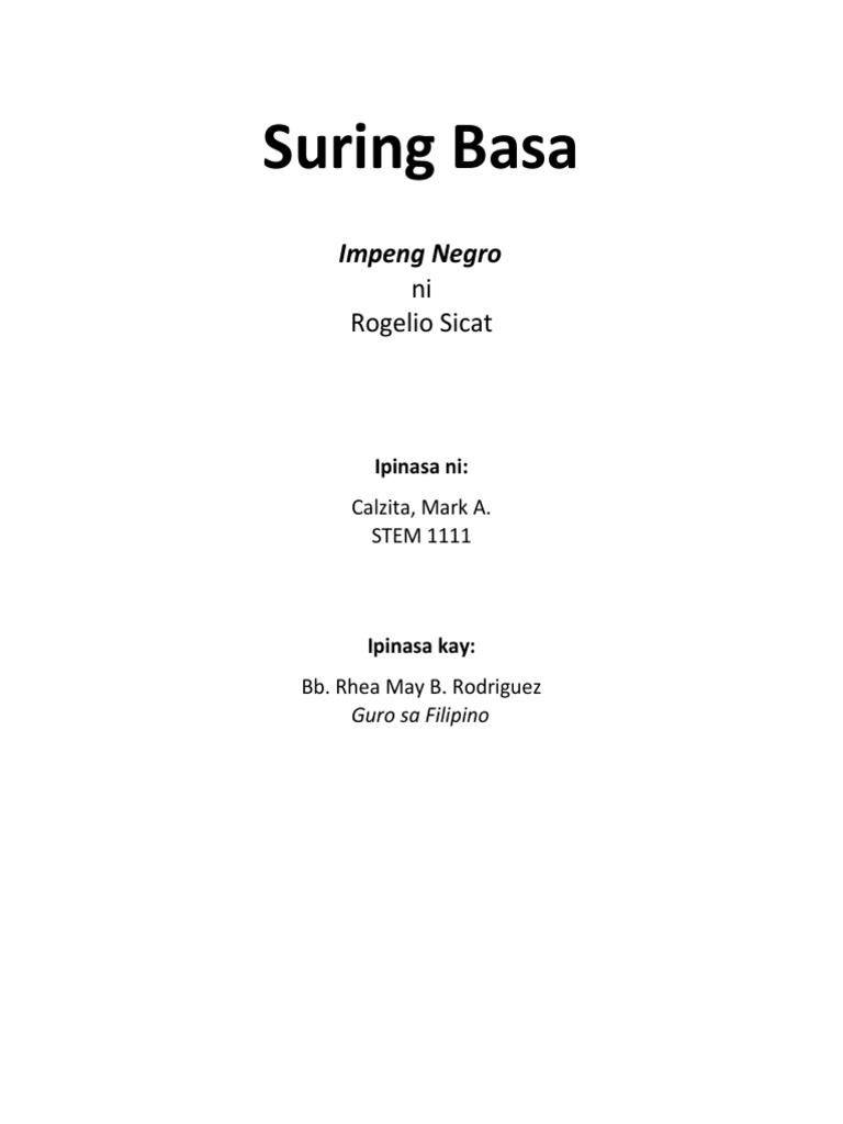 Panuto at Pormat NG Suring Basa | PDF