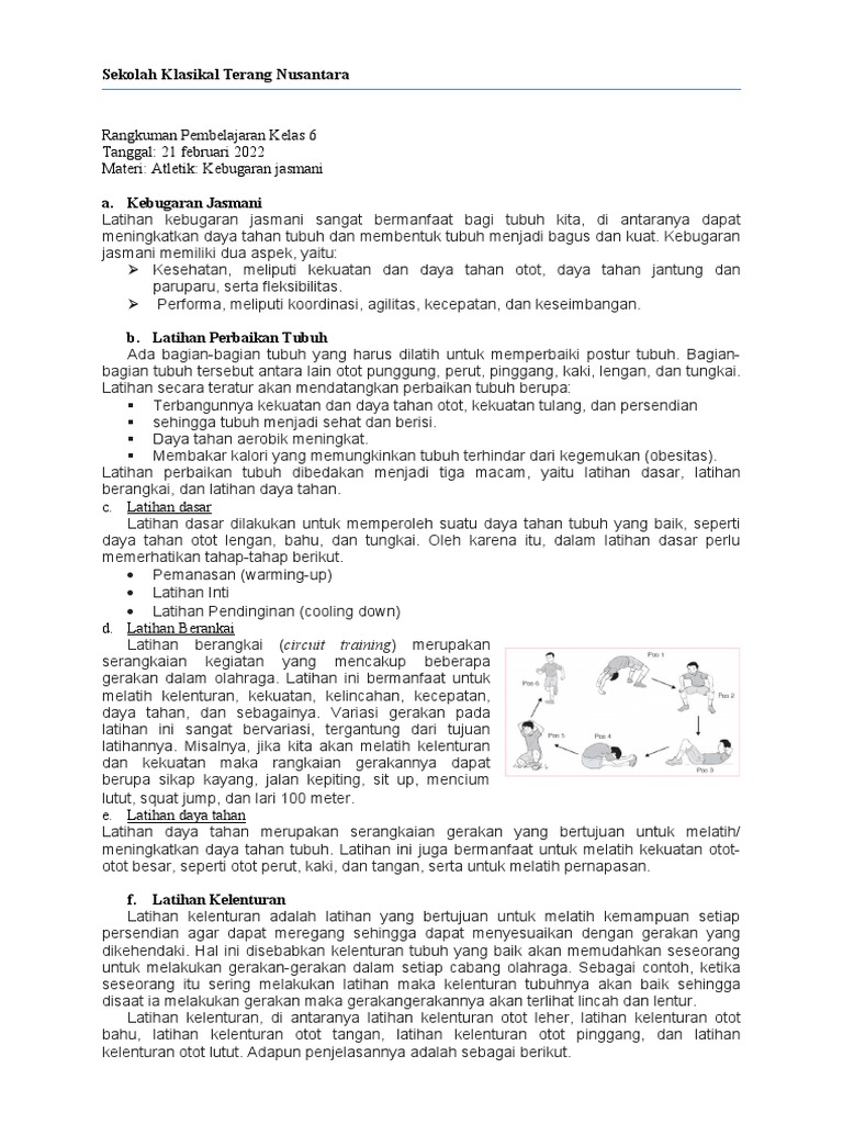 Materi Kebugaran Jasmani Kelas 6 | PDF | Karier & Perkembangan | Sains ...