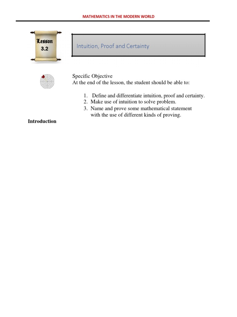 Intuition, Proof and Certainty: Lesson 3.2 | Download Free PDF ...