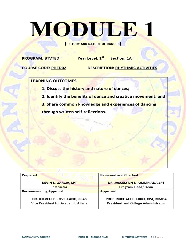 Program: Btvted Year Level: 1 Section: 1A Course Code: Phed02 ...