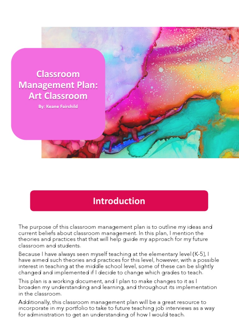 Art Classroom Management Plan | PDF | Classroom | Classroom Management