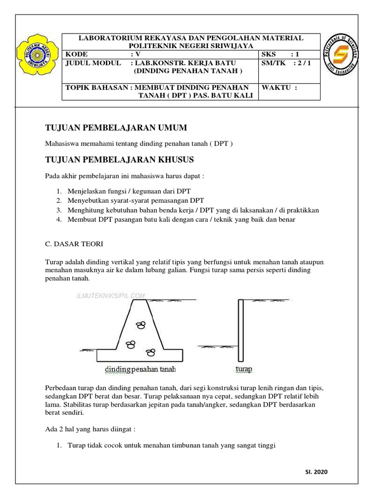 Job V - Membuat Dinding Penahan Tanah (DPT) Pas. Batu Kali | PDF