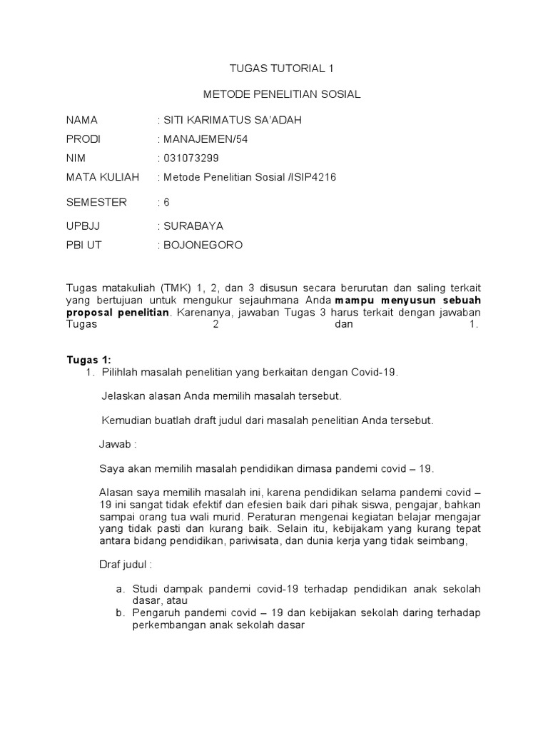 Tugas 1 Metode Penelitian Sosial | PDF