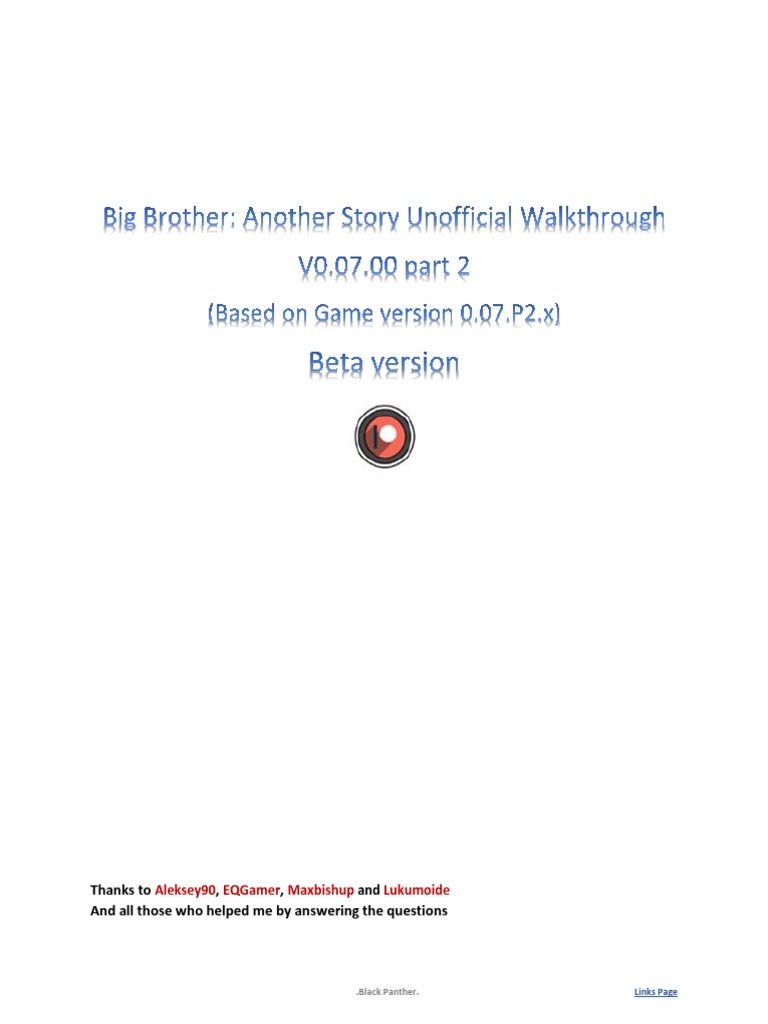 Big Brother: Another Story Walkthrough | PDF | Bathroom