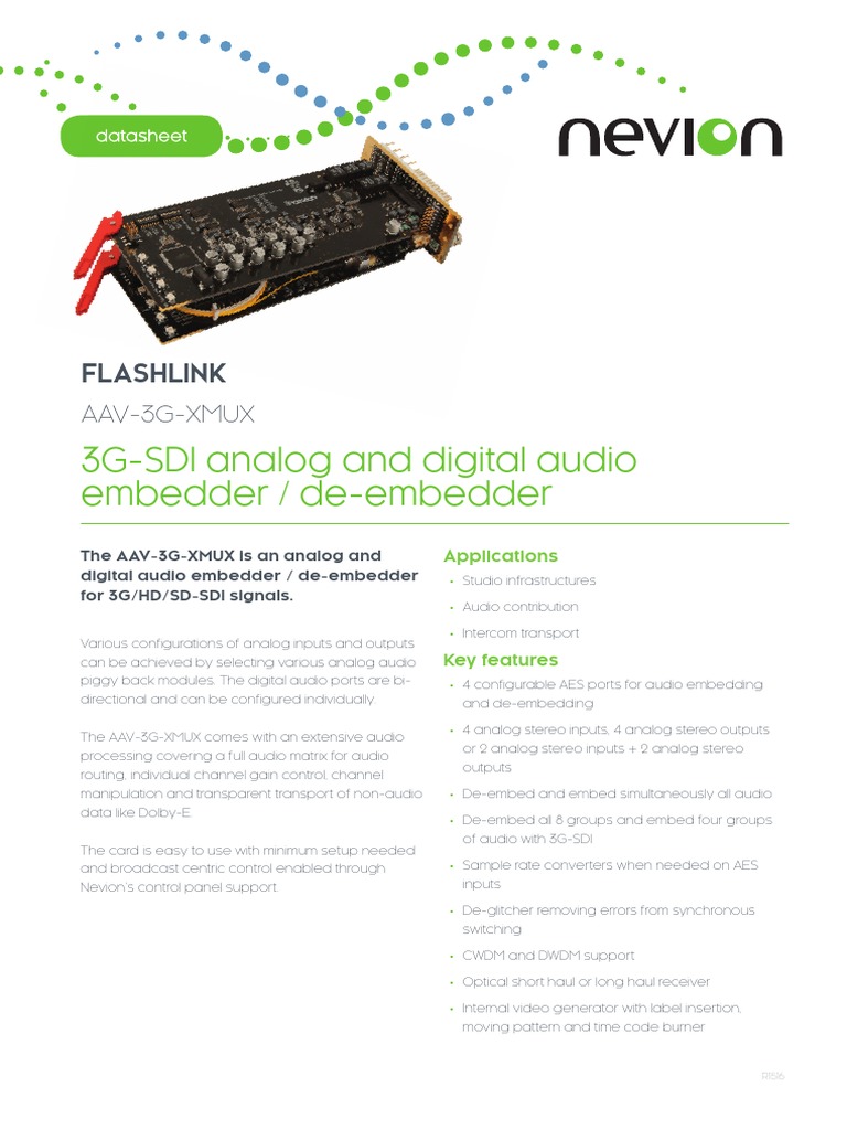 3G-SDI Analog and Digital Audio Embedder / De-Embedder: Flashlink | PDF ...