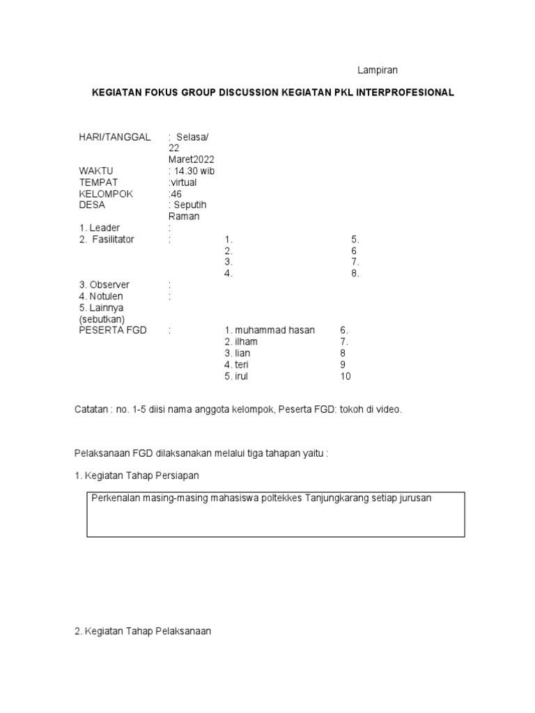 Form Tugas Fgd-1 | PDF