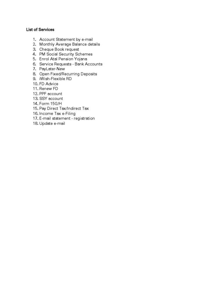 List of Services Important Notice | PDF | Finance & Money Management